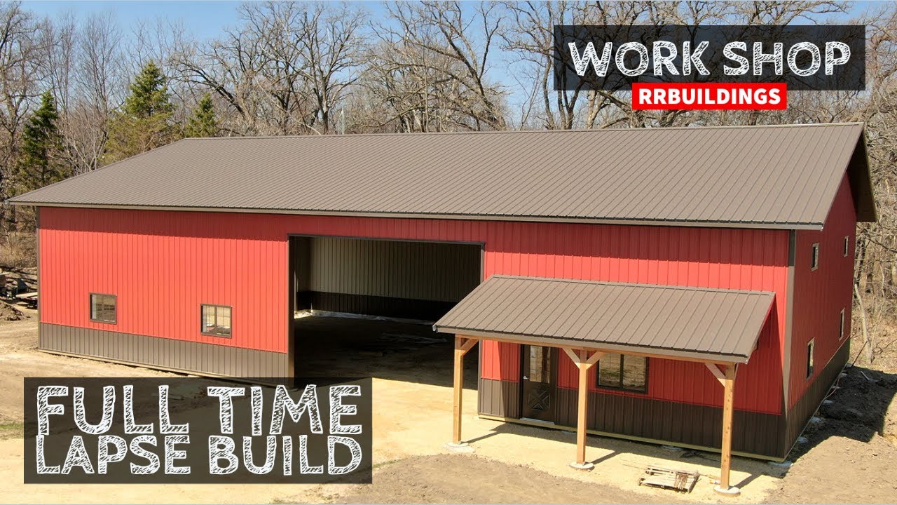 Building A Large Post Frame Work Shop Full Time-lapse Construction ...