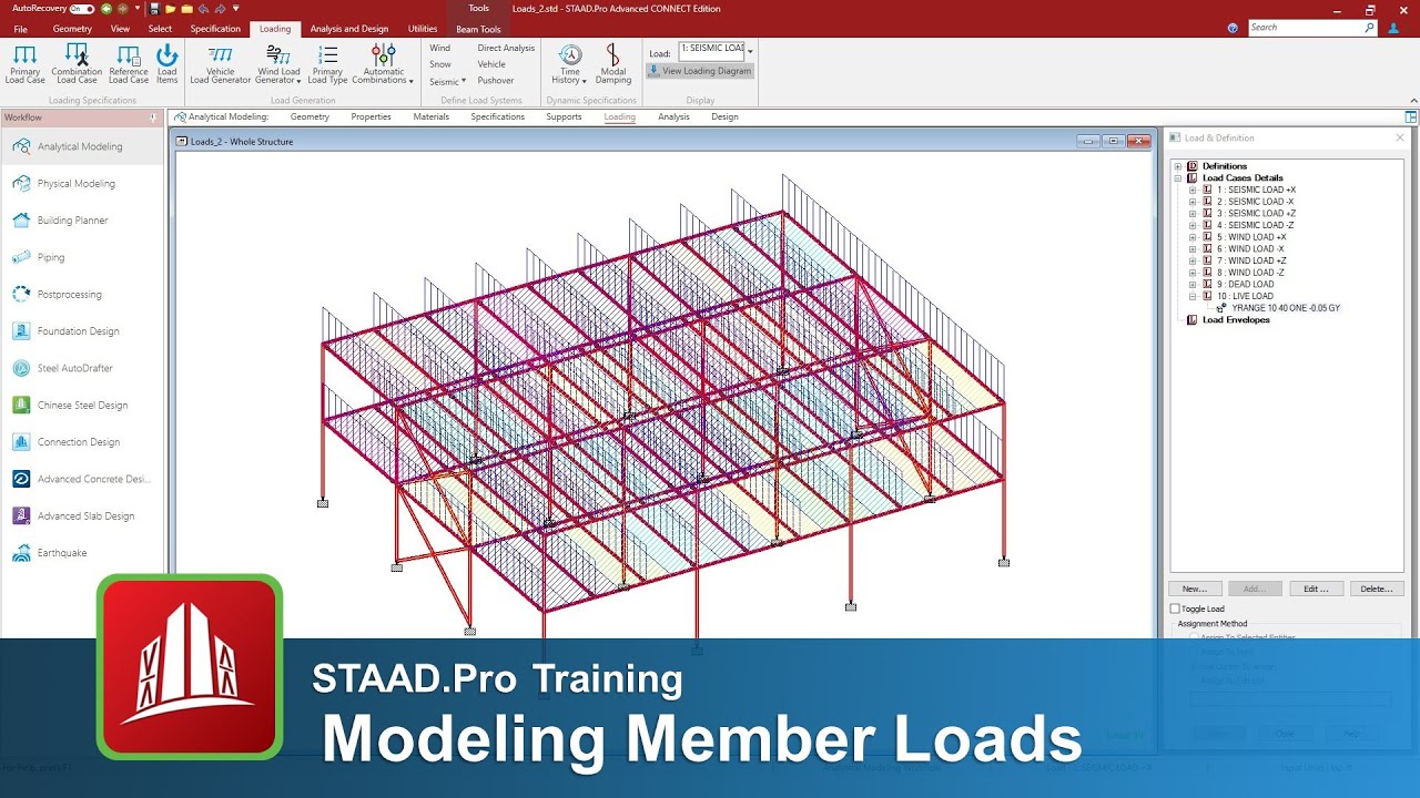 Modeling Member Loads in the STAAD.Pro Analytical Modeler - YouTube