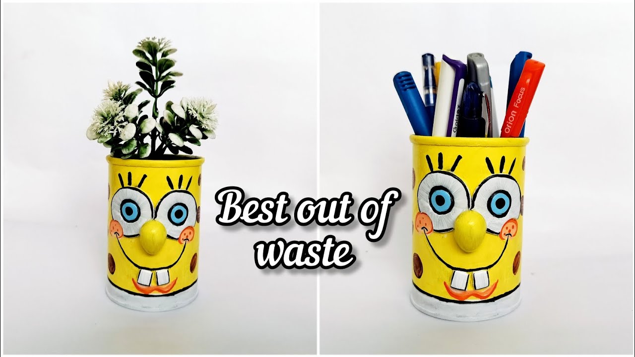 Turn waste into wonder! 🌸 DIY SpongeBob craft idea | Best out of waste ...