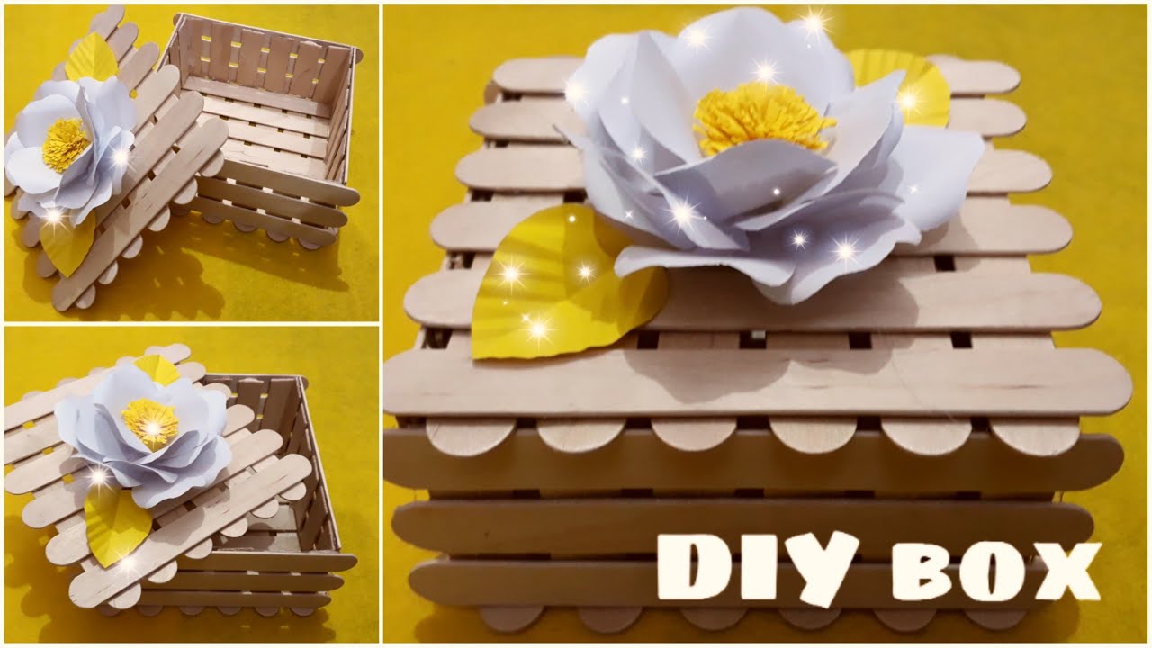 How to make ice cream stick Box/Easy Popsicle stick box/Storage box ...