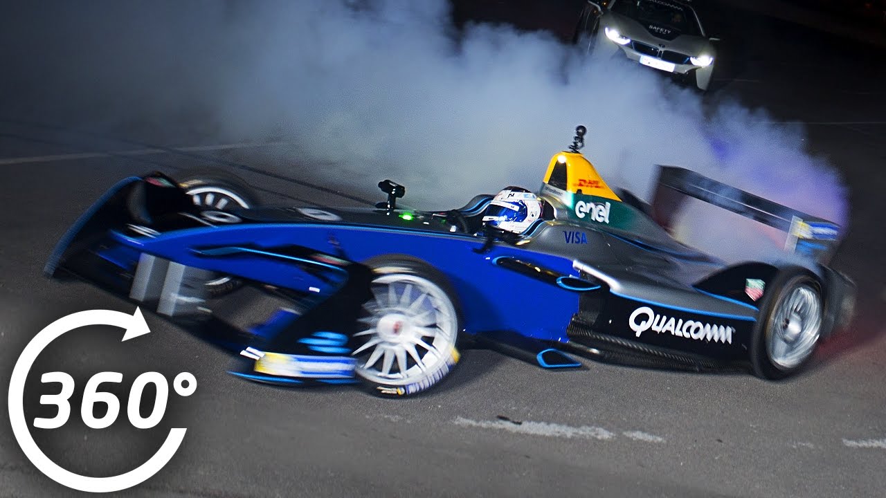 Ride Onboard The Formula E Car Doing Donuts In 360º! - YouTube