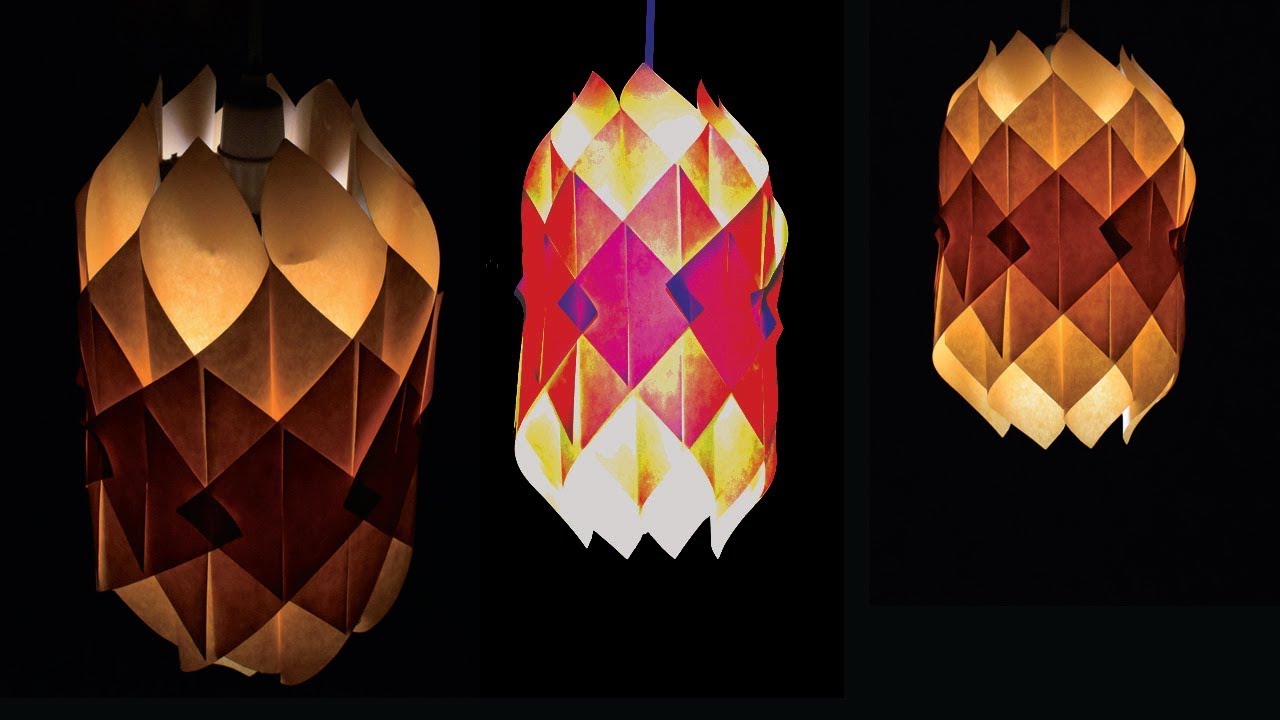 DIY-paper lamp/lantern -how to make a lantern light out of paper-how to ...