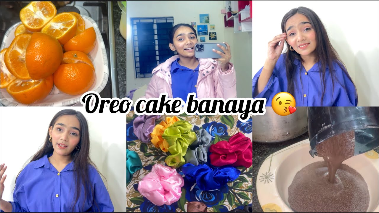 Oreo cake banaya || 😘insta reel regular Banao ge || New scrunchies ...