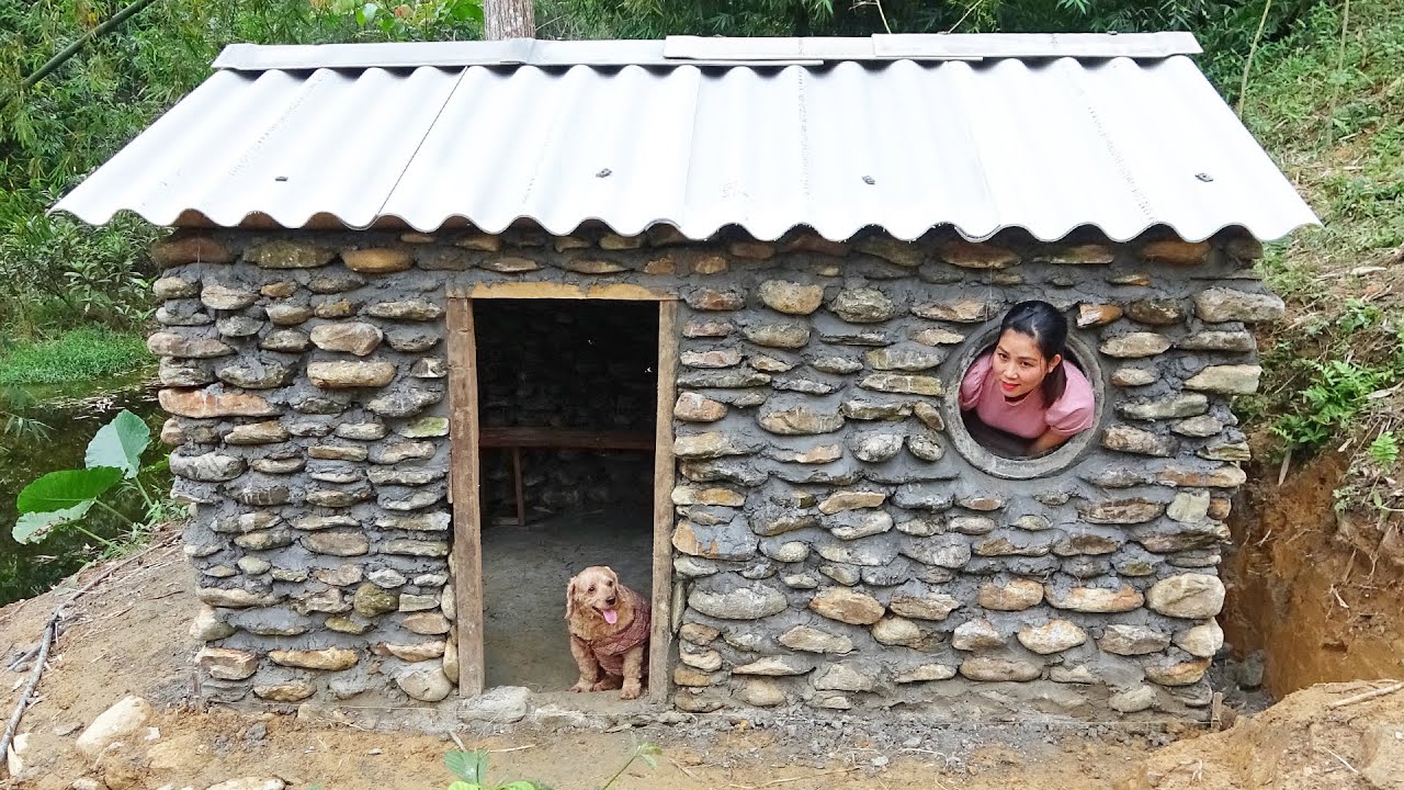 Building complete stone house for my dog - How to building dog house ...