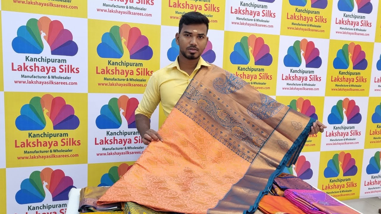 Kanchipuram Blended Copper & Gold Bridal Silk Sarees Rs.3500 ...
