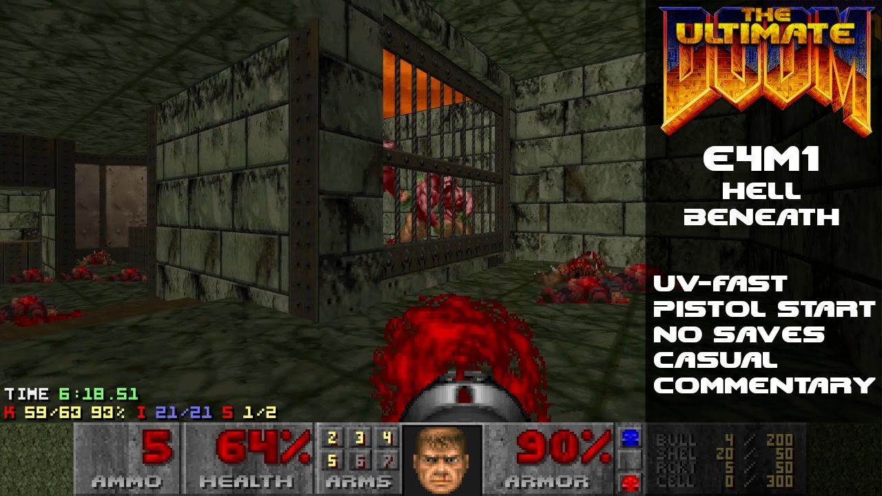 DOOM - E4M1: Hell Beneath 100% (UV-Fast) w/Commentary - YouTube