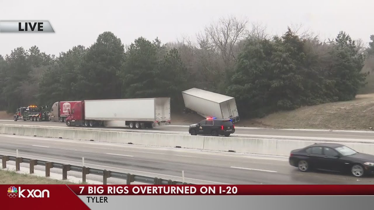 Multiple big rigs in Tyler overturn in highway crashes amid icy ...