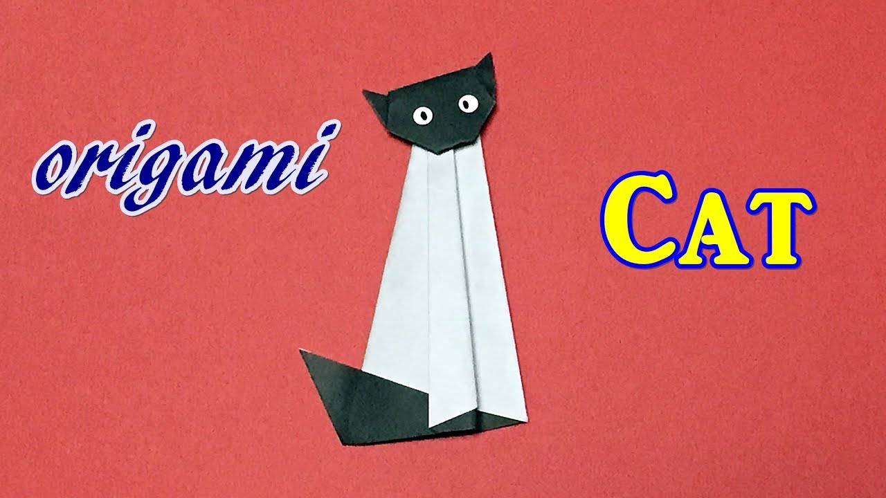 Origami Cat - How to Make a Cute and Easy Paper Siamese Cat with One ...