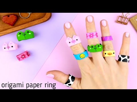origami paper ring frog & pig | how to make paper rings - YouTube