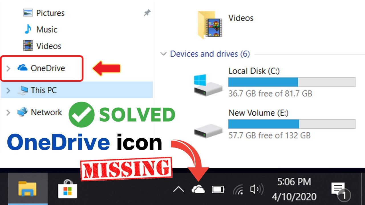 How to Fix OneDrive icon missing from Taskbar and File Explorer - YouTube