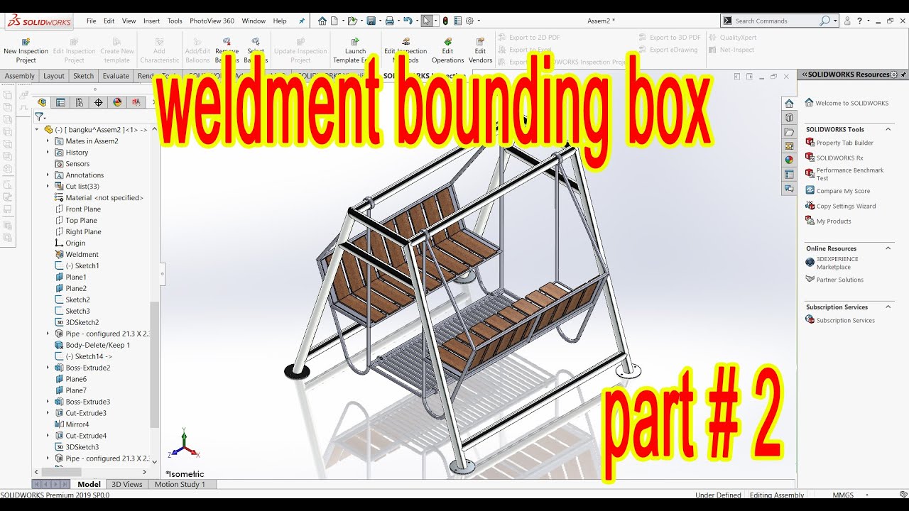 solidworks weldment bounding box part 2 - YouTube