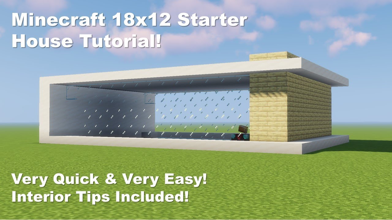 MINECRAFT MODERN 18X12 STARTER HOUSE TUTORIAL - YouTube