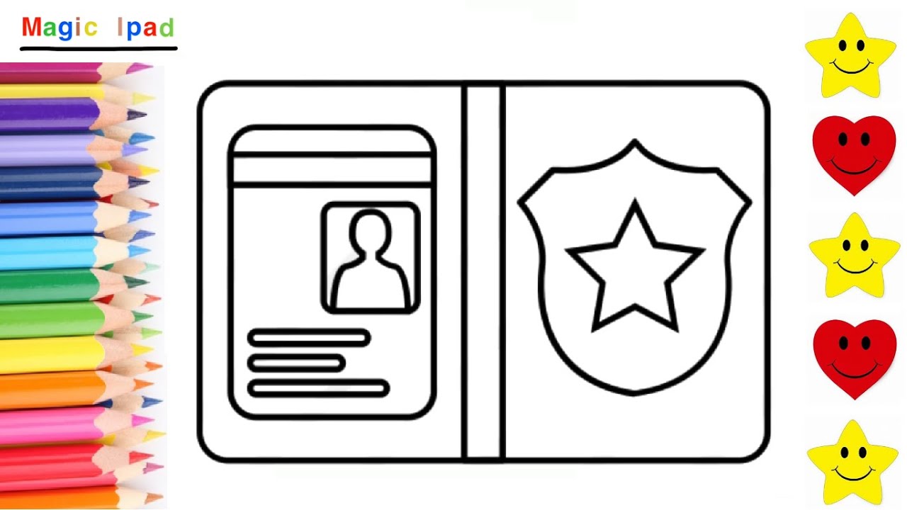 Como dibujar una PLACA DE POLICIA | dibujos niños 💓⭐ How to draw a ...