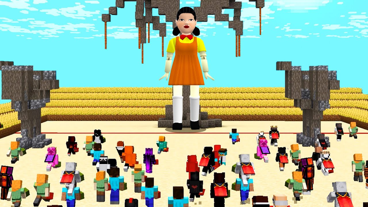¡100 JUGADORES vs el JUEGO DEL CALAMAR (Squid Game) en MINECRAFT! 😂 ...