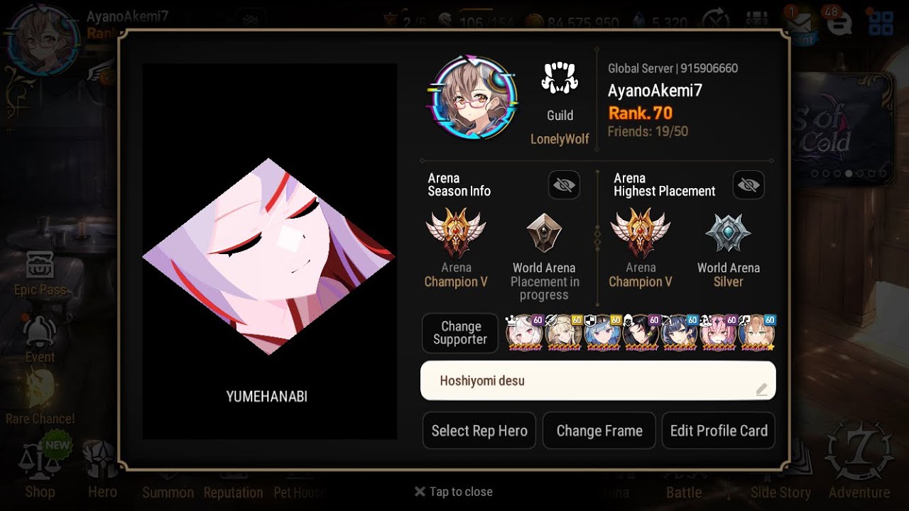 Epic Seven Profile Card: Yume Hanabi by Nakirium Ayame (Hololive ...