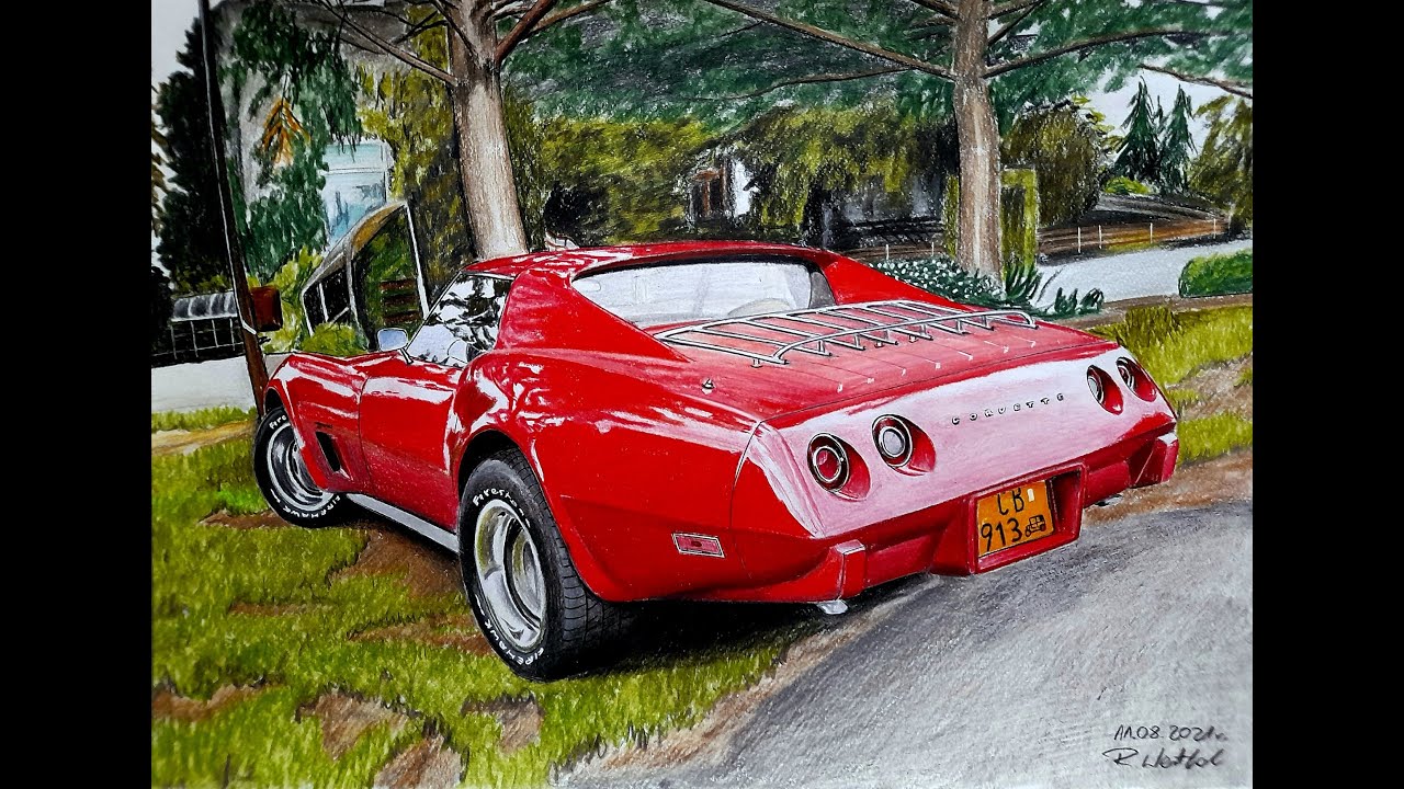 Chevrolet Corvette C3 - timelapse pencil drawing / rysunek || Radek ...