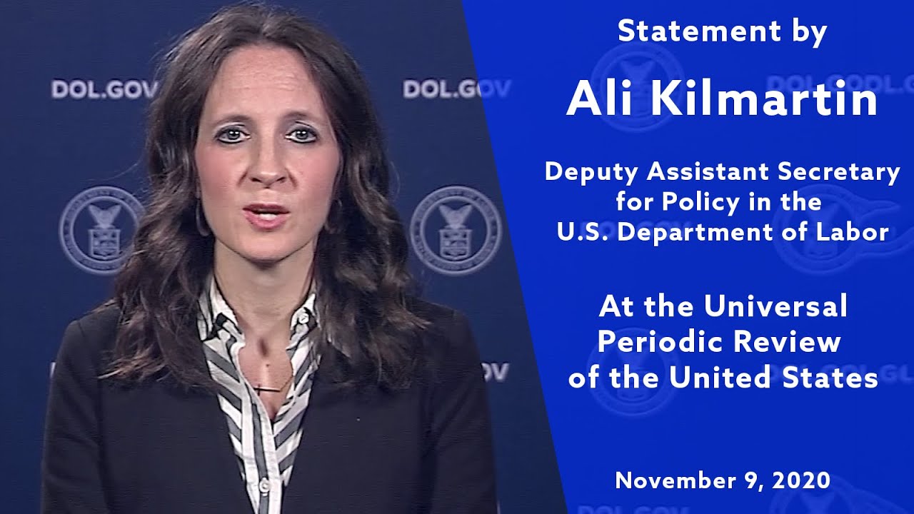 Statement by Ali Kilmartin, DOL, at the UPR of the United States - YouTube