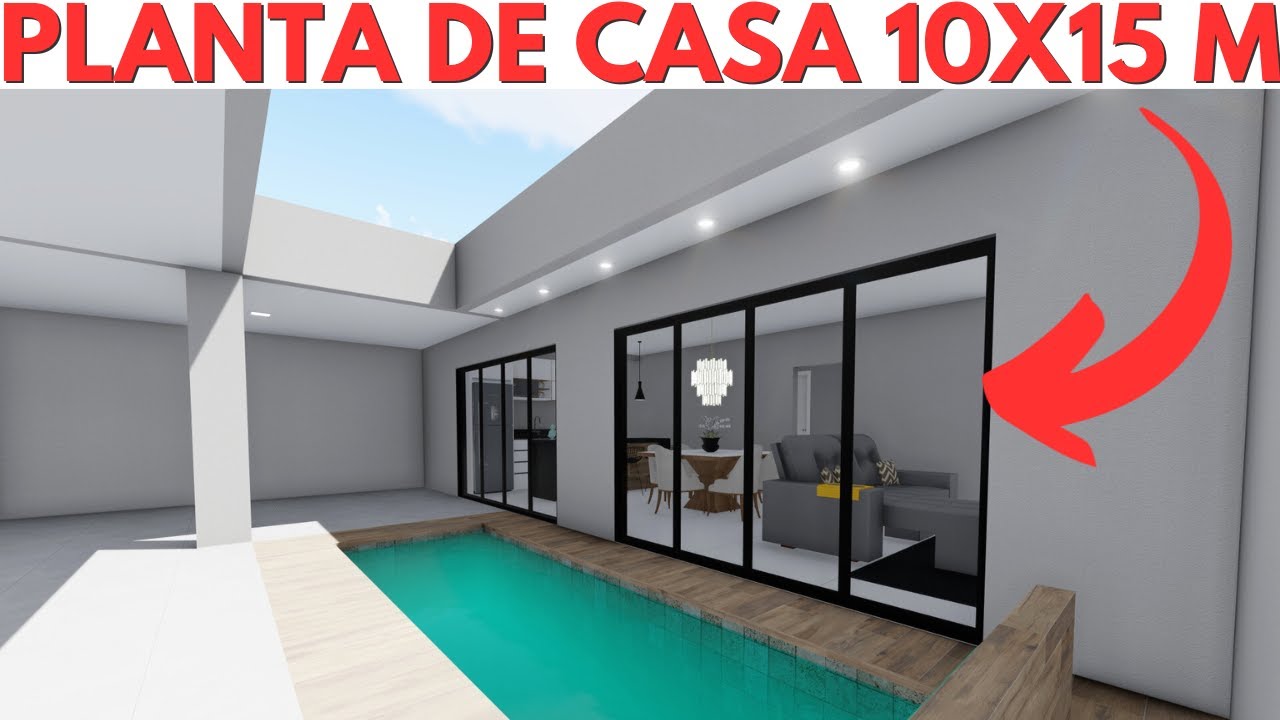 PLANTA DE CASA 10X15 METROS COM 3 QUARTOS! - YouTube