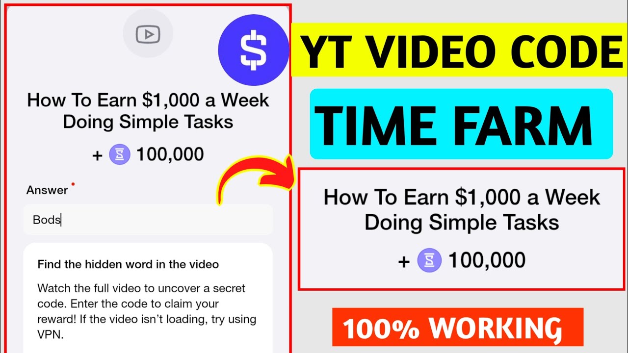 HOW TO EARN $1,000 A WEEK DOING SIMPLE TASKS CODE TIME FARM WATCH ...