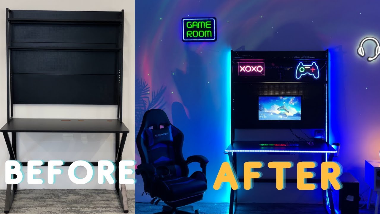 Transforming my gaming room with new gaming setup - YouTube