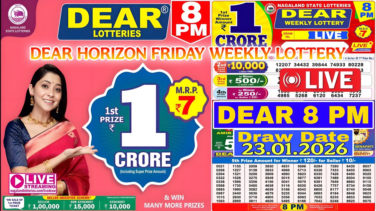 DEAR HORIZON FRIDAY WEEKLY LOTTERY DRAW DATE 23.01.2026 | 8 PM ONWARDS ...