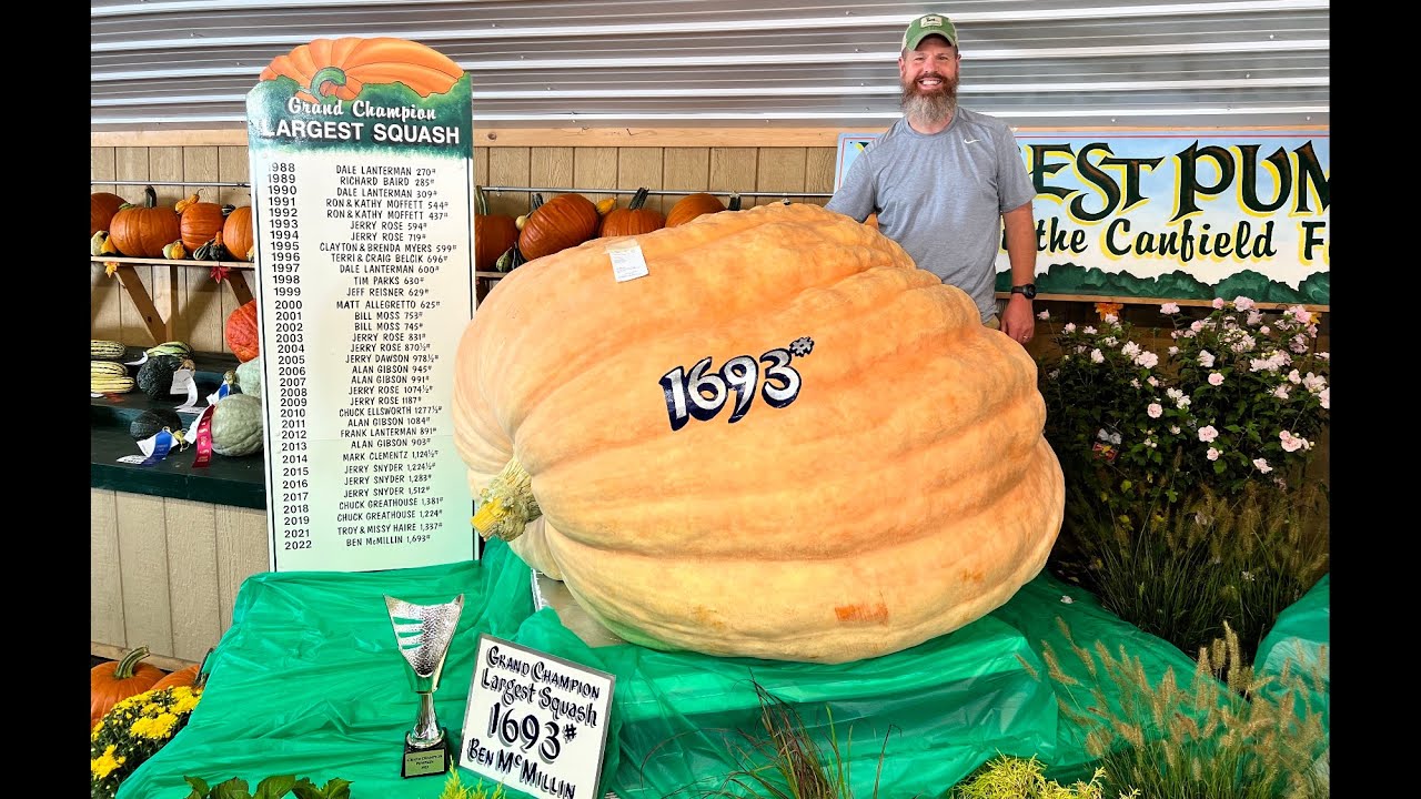 Canfield Fair Pumpkin breaks Record! 1693 McMillin ‘22 - YouTube