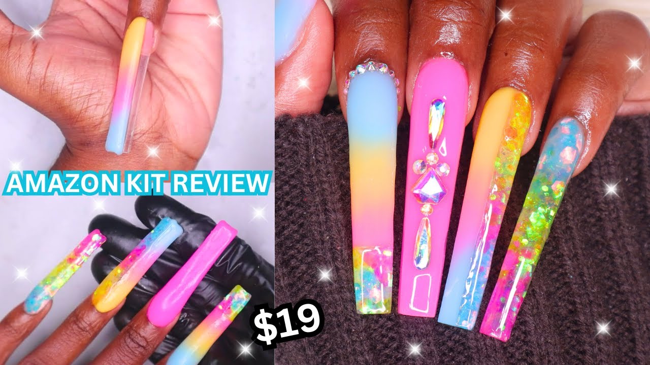 TRYING A $19 POLYGEL KIT FROM AMAZON | SUMMER OMBRE POLYGEL NAILS - YouTube
