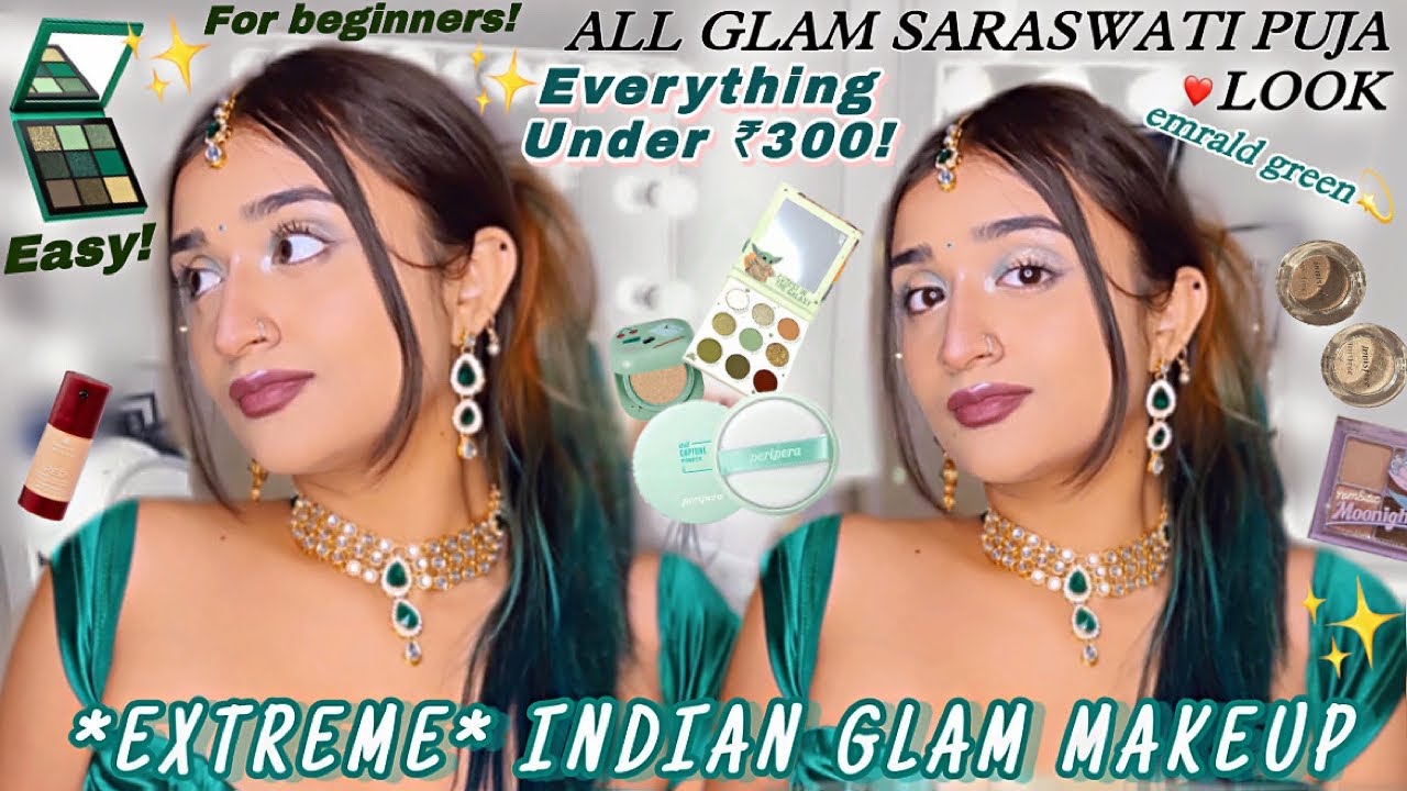 *EXTREME* Indian Glam Look || Saraswati Puja Glam 2023 (Under ₹300 ...