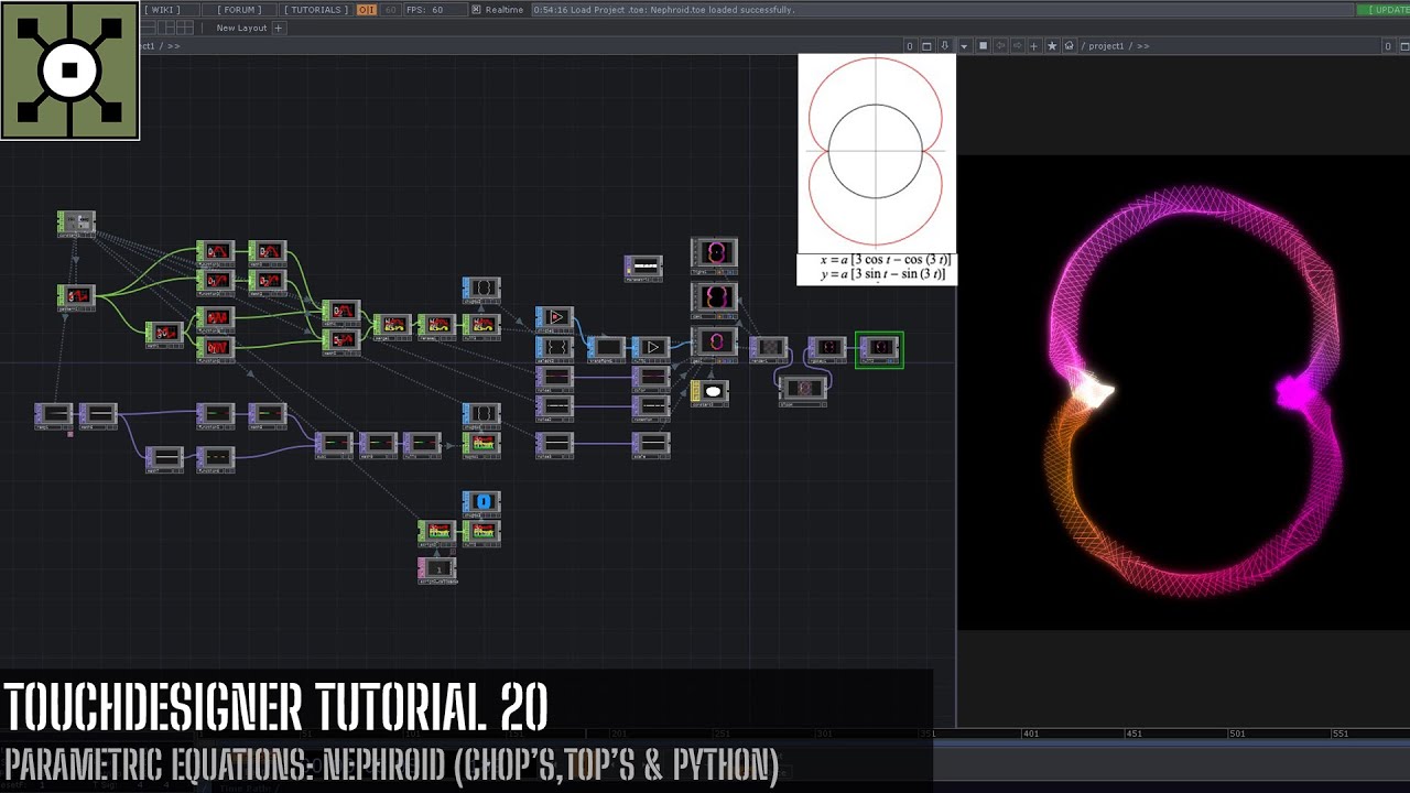TouchDesigner Tutorial 20 - Parametric Equations: Nephroid (CHOP's,TOP's & Python) - YouTube