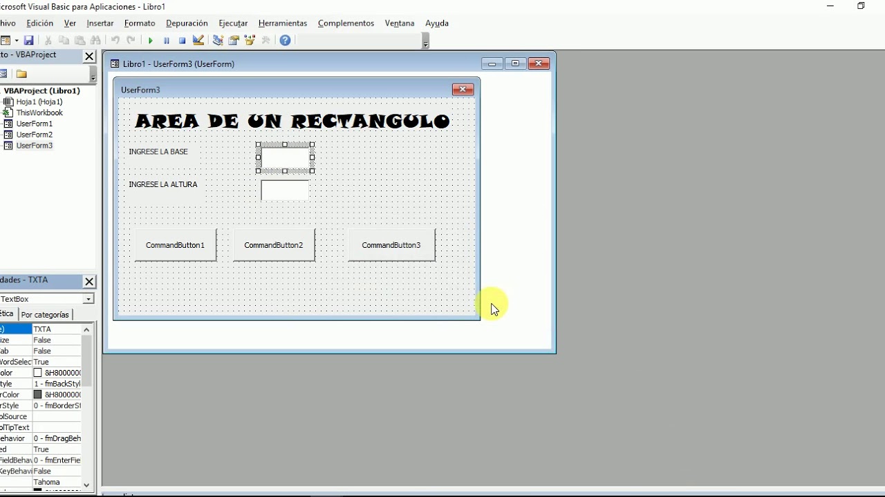 AREA DE UN TRIANGULO EN VISUAL BASIC - YouTube