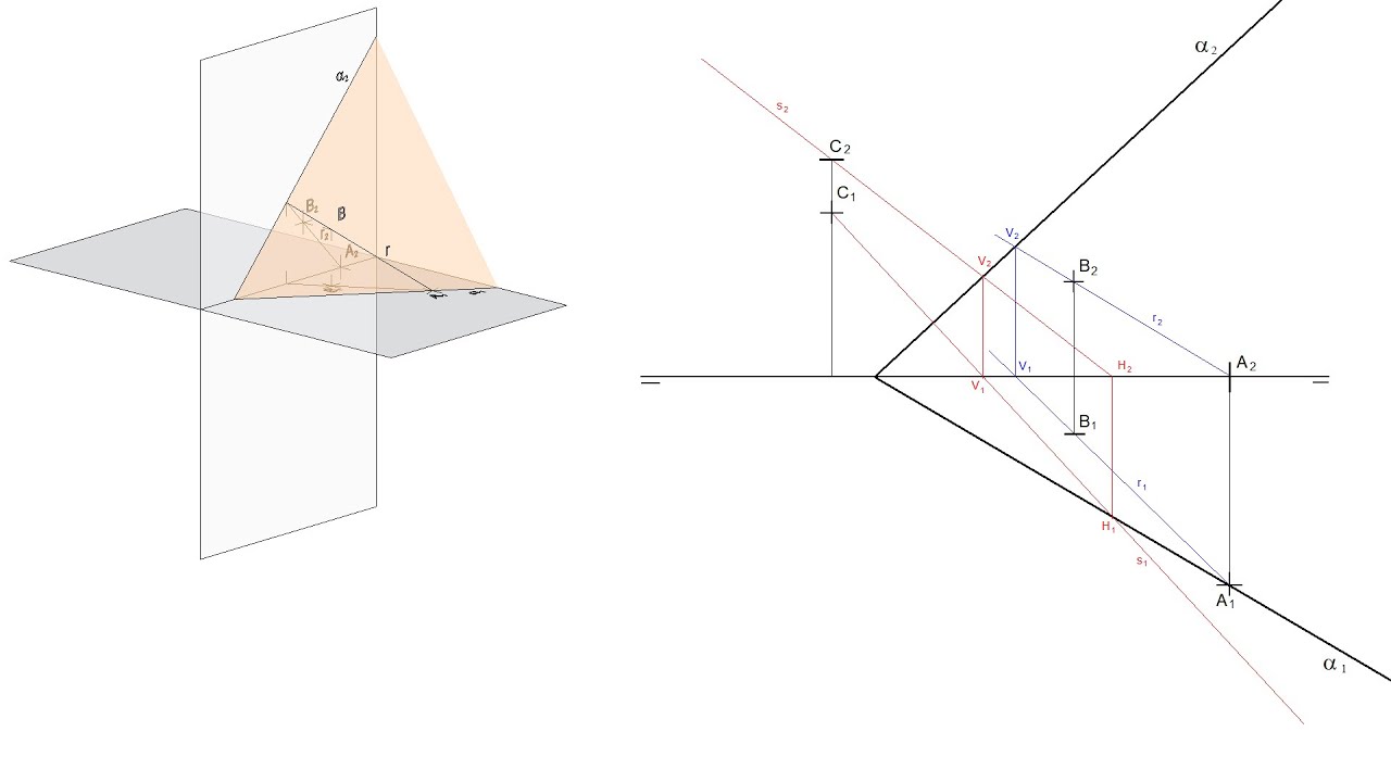 Situar puntos en plano oblicuo dada una sola proyección (Sistema ...