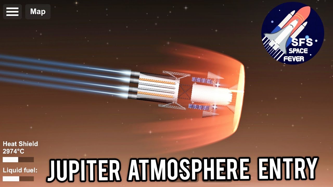 Jupiter atmosphere reentry update test in spaceflight simulator - YouTube