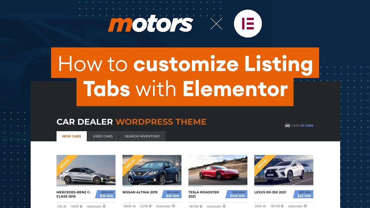 How to customize Listing Tabs with Elementor - Motors Car Dealership ...