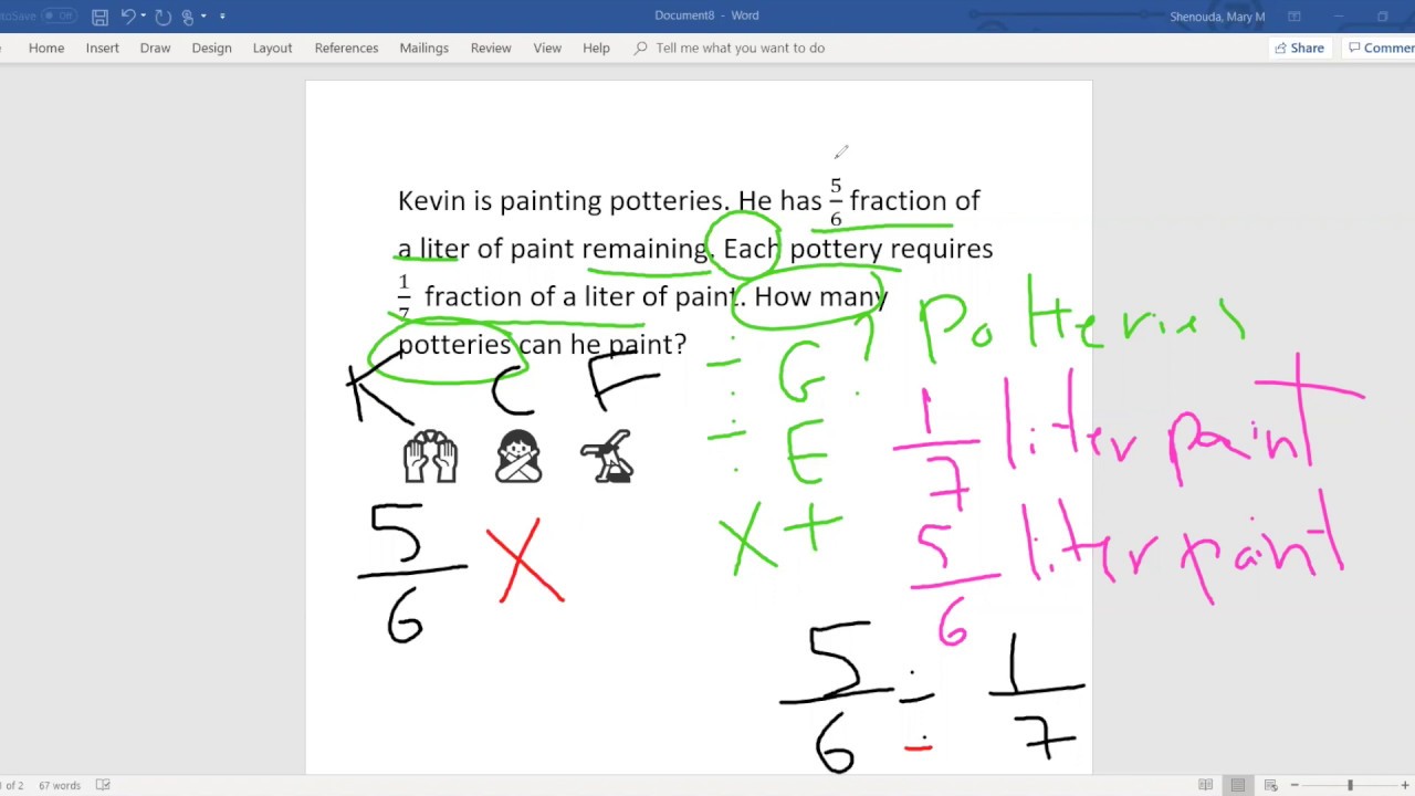 Dividing fractions using KCF- Word problems - YouTube