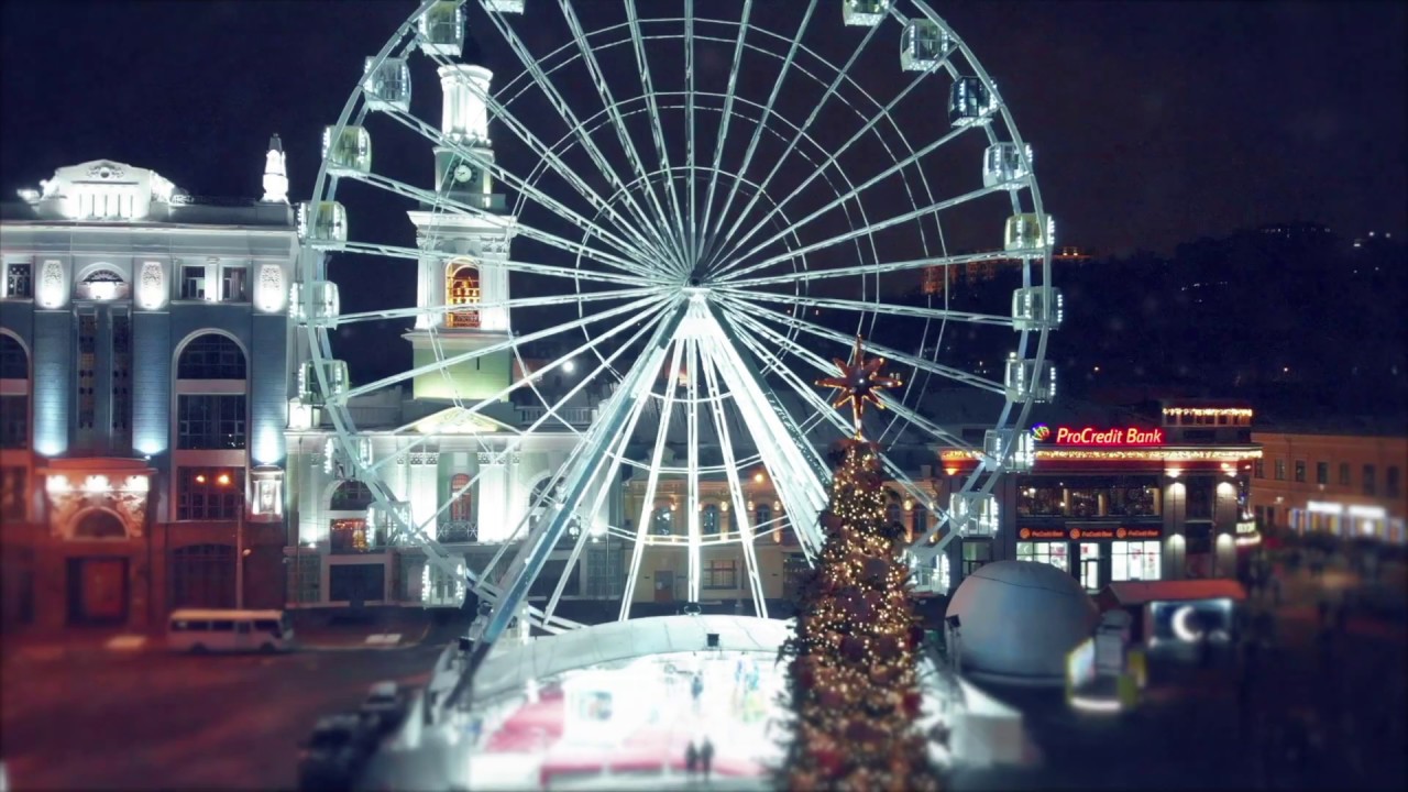 Night Winter Kyiv / Зимний ночной Киев с высоты птичьего полета - YouTube