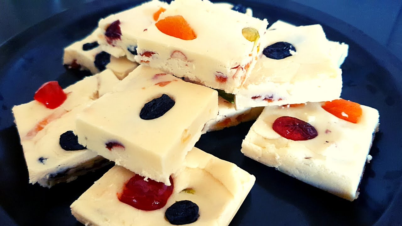 SHEER PIRA RECIPE | AFGHANI SWEET I MILK POWDER FRUITS FUDGE I KALCHUL ...