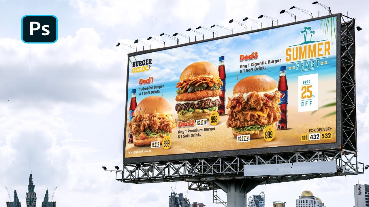 How to Design Advertising Billboard Banner - Photoshop Tutorial - YouTube