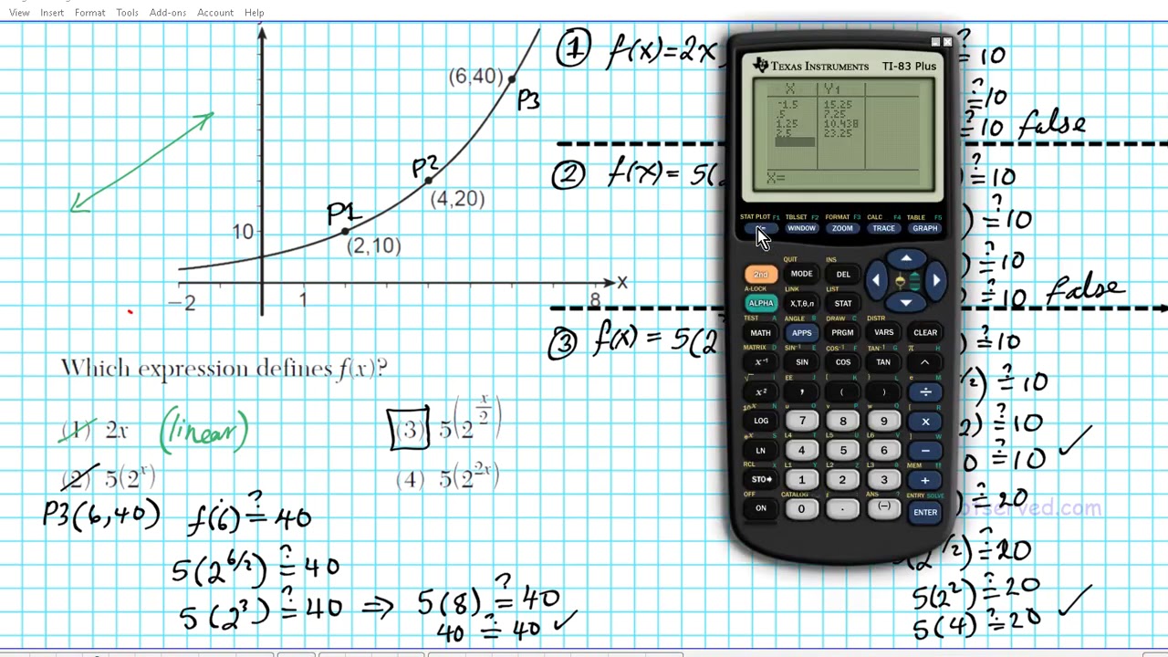 Algebra 2 #6 How to Generate Exponential Models from graphs '19ju ...