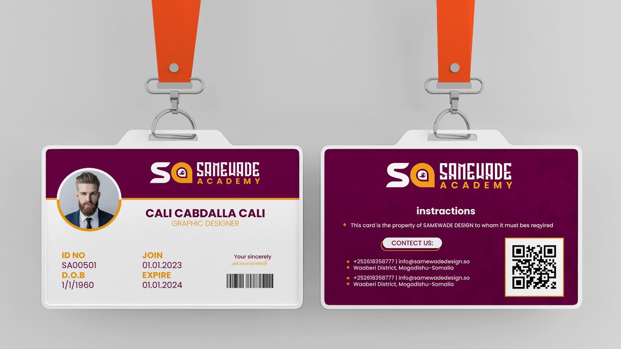 HORIZONTAL ID CARD DESIGN | BARO SIDA LOO SAMEEYO ID CARD JIIF AH ...