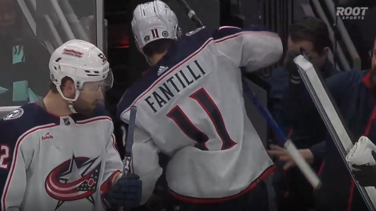 Adam Fantilli practices with Columbus Blue Jackets after laceration