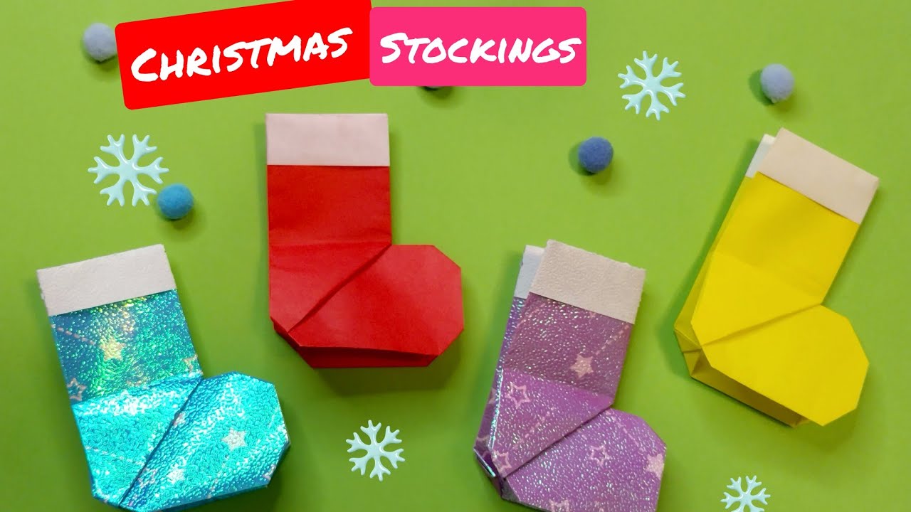 Easy Origami Christmas Stocking 🧦 簡易聖誕襪裝飾摺紙 🧦 简易圣诞袜装饰折纸 🧦 折り紙クリスマスソックス ...