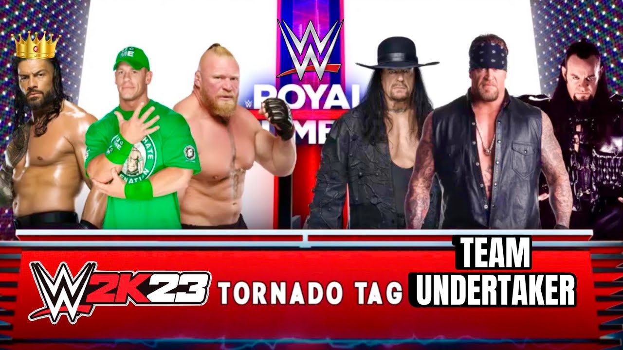 Can 3 Undertaker Defeat Team Roman Reigns John Cena & Brock Lesnar WWE 2K23 Gameplay - YouTube