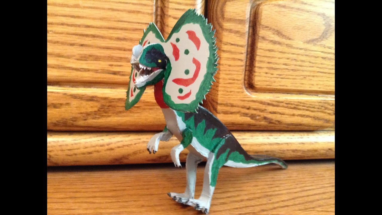How to make a homemade Dilophosaurus out of cardboard part 4 - YouTube