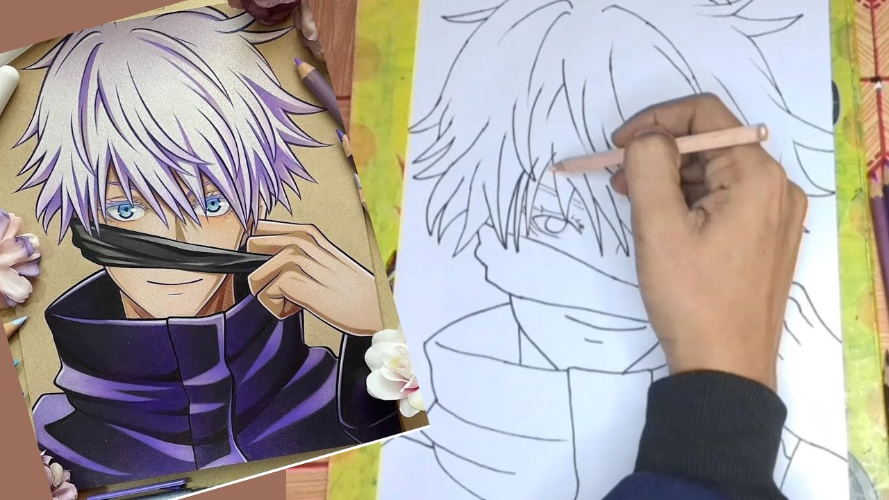 How To Draw Gojo Satoru | Gojo Satoru Drawing Step By Step - YouTube