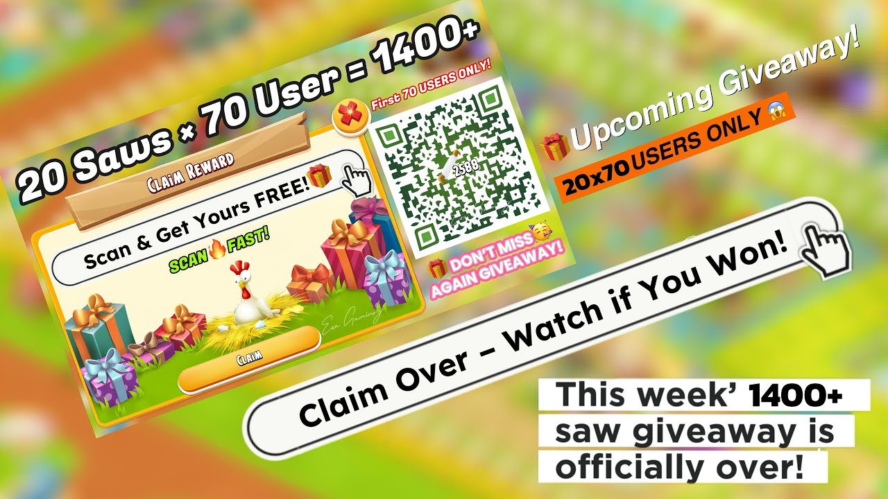 Hay Day Qr Code Giveaway 2025 🎁 | 1400+ Saw Gift Claimed! 😱 | Next Gift ...