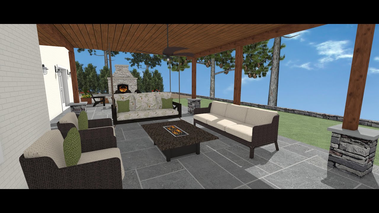 3D Concept Rendering: New Basement & Patio Layout and Design - YouTube
