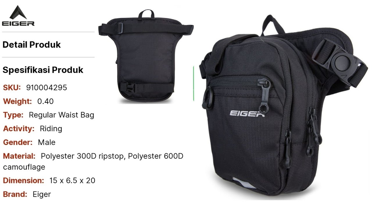 EIGER SKODA 1.1 LEGPACK RD BLACK || REGULAR WAIST BAG EIGER RIDING || 910004295 - YouTube