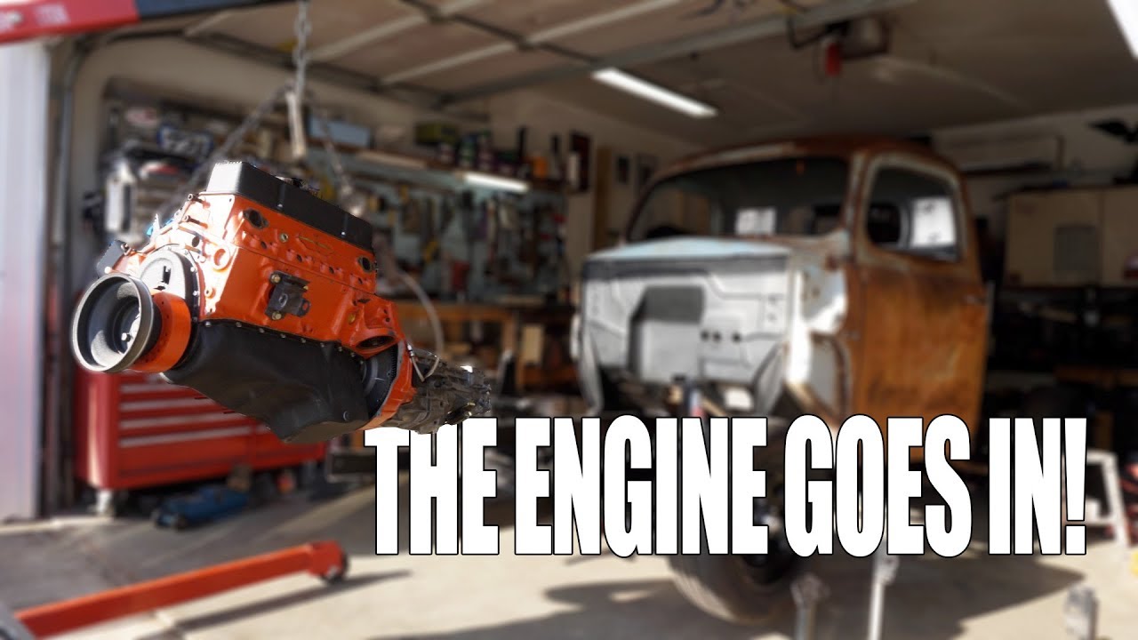 1950 Ford F-1: Installing the Engine - YouTube