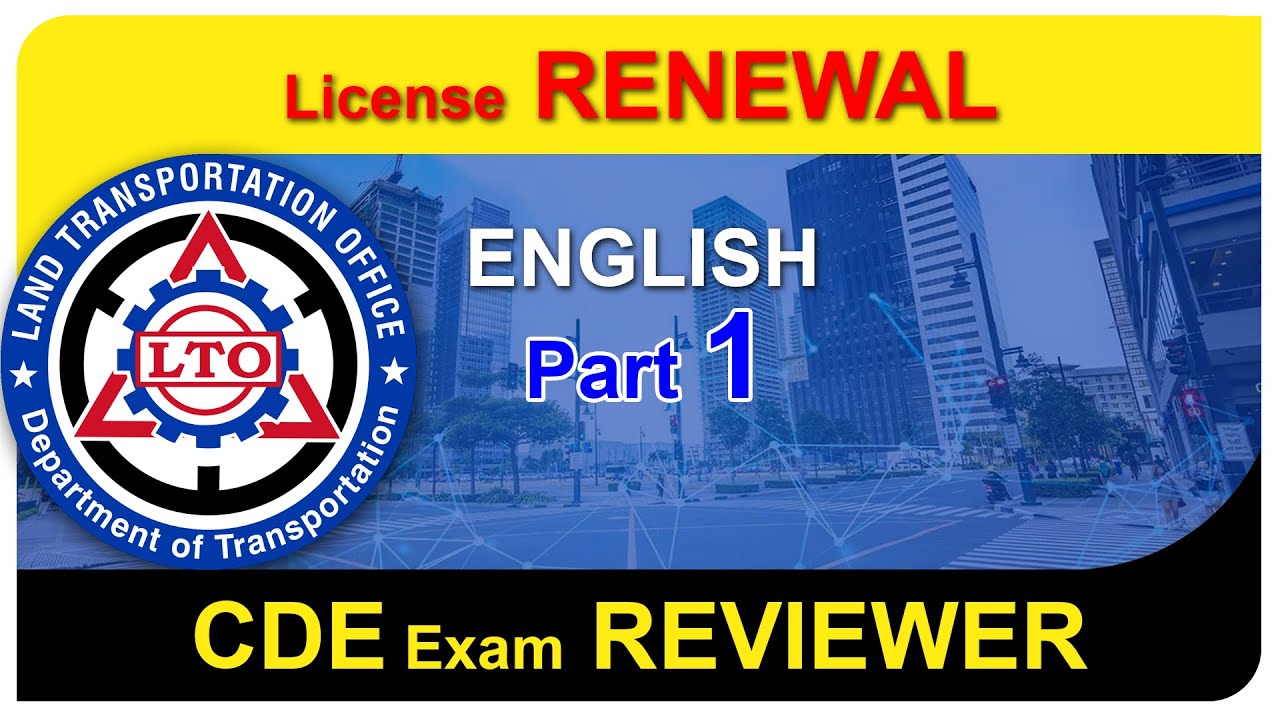 LTO Exam Reviewer for Renewal | CDE Online Validation Exam English Part ...