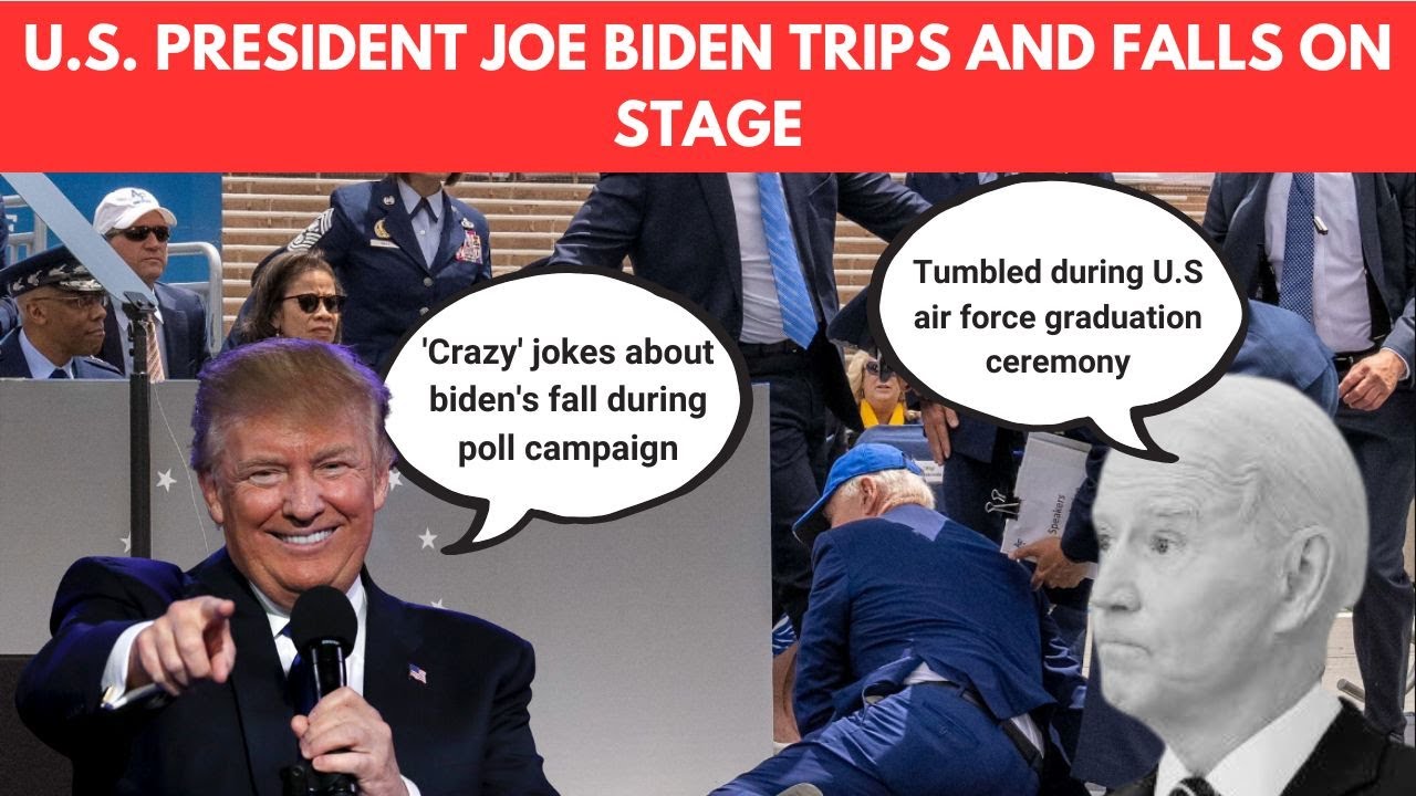 U S President Joe Biden trips and falls on stage - YouTube